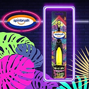 Spinbrush Neon World Kids Toothbrush, Battery-Powered Electric Toothbrush, Soft Bristles, Batteries Included, 1-Count