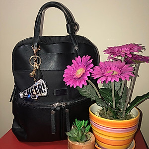 Popfizzy Bling Cheer Keychain for Girls and Women, Rhinestone Cheer Bag Charm, Cheerleader Gifts, Cheerleading Megaphone Backpack Key Chain