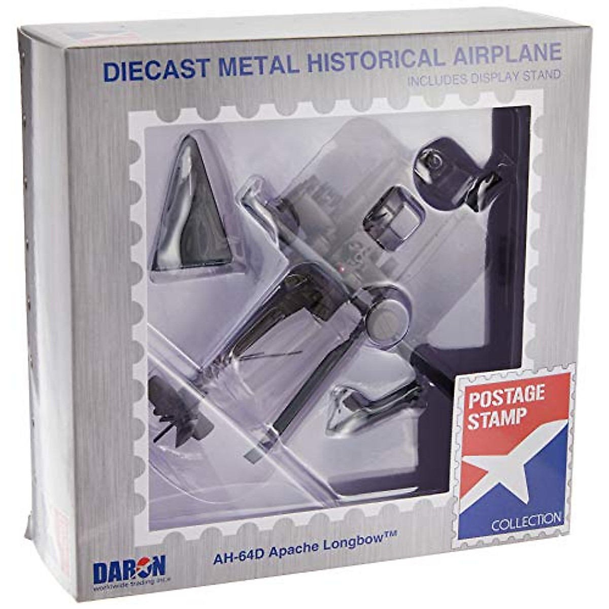 Daron Postage Stamp Boeing AH-64D Apache Longbow 1/100 Scale Diecast Display Model with Stand ,Medium