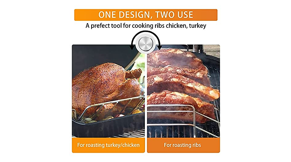 Burly Grill Stainless Turkey & Rib Rack for Big Green Egg