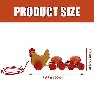 Pull- Along Wooden Chicken Pull Toddler Toy Push- Along Walking Toy for Beginner Walkers Helps Fine Sports Skills for Easy Push and Pull Action Classic Developmental Pull Toy