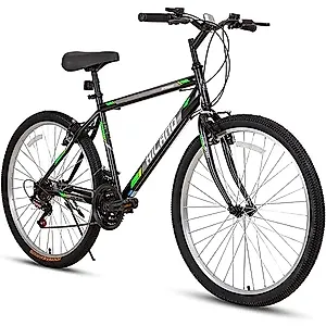 Hiland Mens and Womens 26 Inch Mountain Bike with 18 Speed Shifter, High-Carbon Steel Hardtail Trail Bicycle for Adult Black