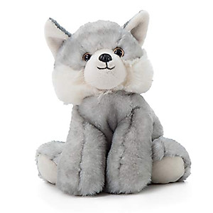The Petting Zoo Wolf Stuffed Animal, Gifts for Kids, Wild Onez Zoo Animals, Grey Wolf Plush Toy 9 inches