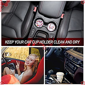 6 Pcs Pink Car Coasters Preppy Car Accessories for Women Absorbent Car Cup Coaster with Finger Notch Cute Coasters Smile Drink Coaster for Christmas Women Girl Students(Cute, Ceramic and Cork)