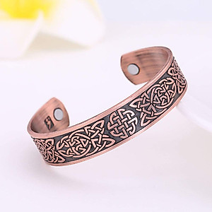 My Shape Classic Irish Celtic Knot Bracelet Antique Celtic Knot Cuff Bangle Irish Pattern Jewelry (Antique Copper)