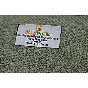 GOLD TEXTILES 100% Cotton Washcloth - 12 Pack | 13x13 inches | Sage Green - Ultra Soft, Highly Absorbent, Long Lasting and Quick Drying - Hotel & Spa Collection Cool Feel Fingertip Towels