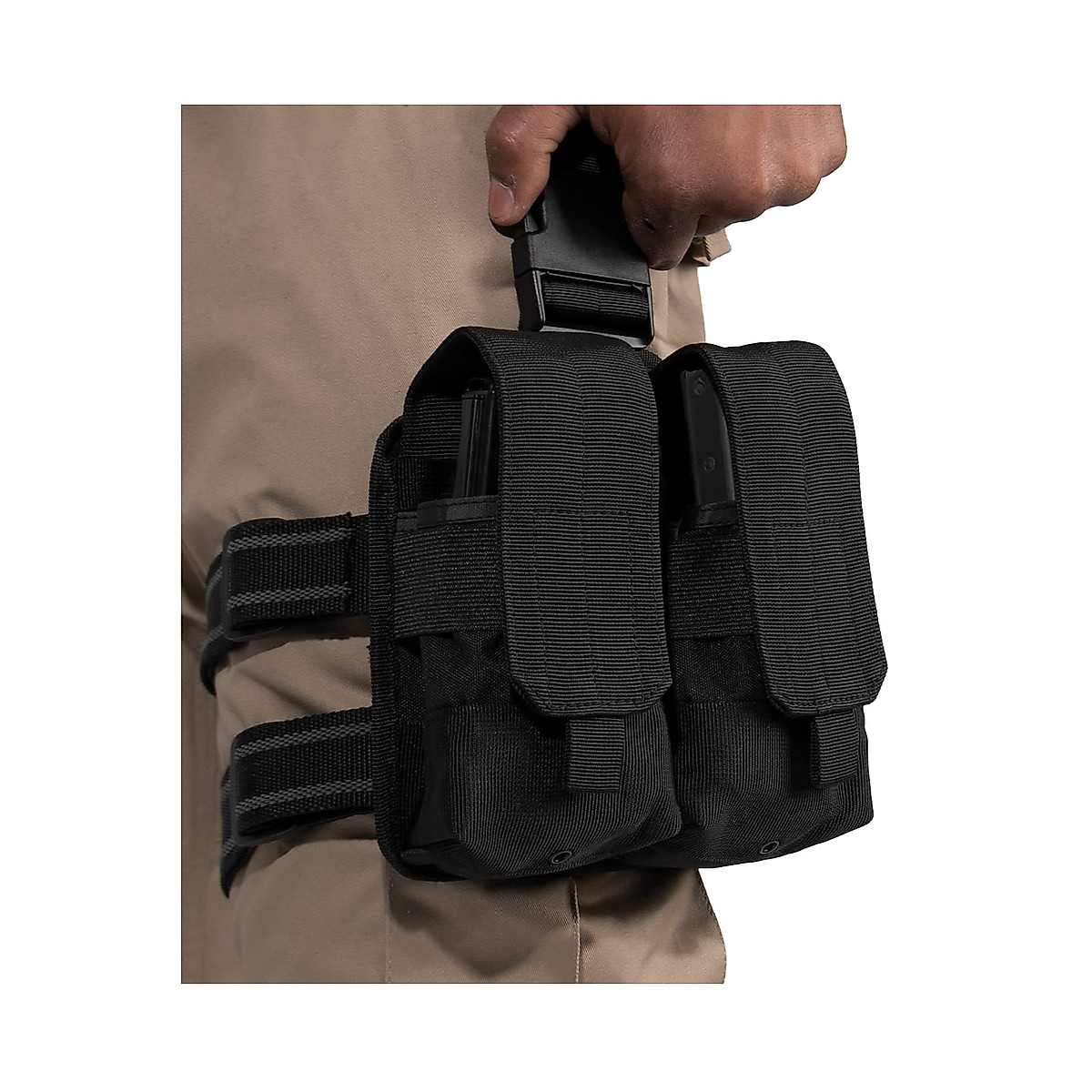 Rothco 20978 Drop Leg Double Mag Pouch Color : Black