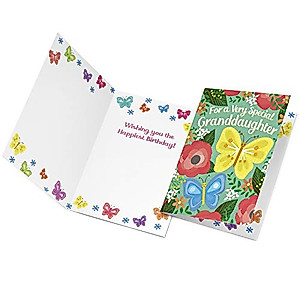 Tiny Expressions - Granddaughter Birthday Card with Yellow A7 Envelope Included | Beautiful Butterfly Illustrations Suitable for All Ages | Interior Images & Message with Room to Write Your Own