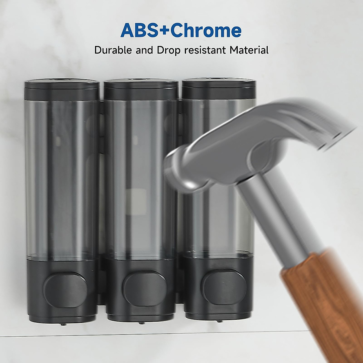 Shampoo and Conditioner Dispenser,Shower Soap Dispenser 3 Chamber No Drill Wall-Mounted Shampoo Dispenser for Shower Wall Mounted Shower Dispenser for Bathroom Hotel Large Capacity,Black