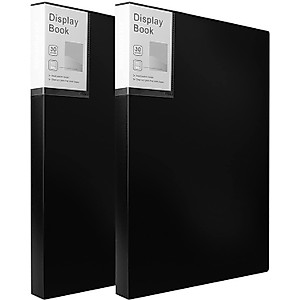 Portfolio Folder for Artwork Art Portfolio Binder 2 Packs 9"x12" Demo Book Black Portfolio Folder with Protective Film Binder with Plastic Sleeve 30 Pockets 60 Page Capacity