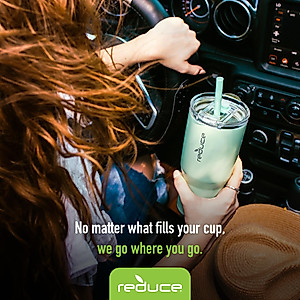 REDUCE Cold1 24 oz Tumbler with Lid and Straw - Dual-Wall Vacuum Insulated Stainless Steel Tumbler - Keeps Drinks Cold up to 24 Hours - Inner Ounce Markings to Track Hydration - OG Matcha