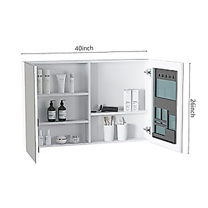 Vacolitel Luxury Rectangular Bathroom Medicine Cabinet with Mirror,Recessed or Surface Mount Bathroom Wall Cabinet,Beveled Edges,Engineered Wood (40"X26")