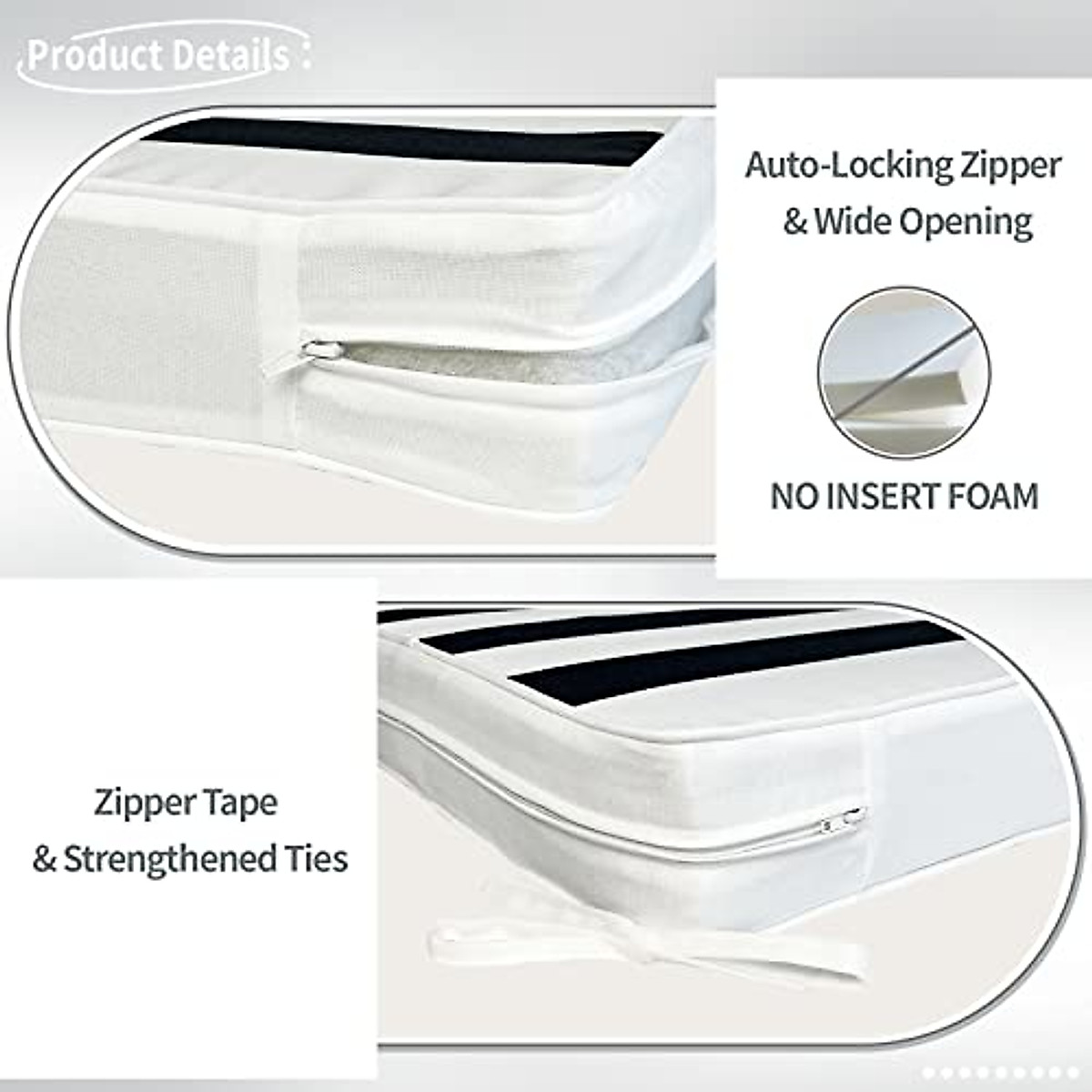 TWLEAR Outdoor Cushion Covers for Patio Furniture, Patio Cushion Covers Replacement, Water Resistant Chair Cushion Slipcovers, 24" x 24" x 4", 2 Pack, Cabana Black (Covers ONLY)