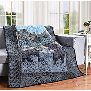 LL Home What Up Bears Woodland Black Bear Friends 60" x 50" Decorative Throw Quilt Blanket