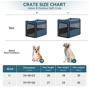 PETSFIT Portable Dog Crate, Dog Travel Crate - 31 Inch with Thicken Mat, Easy to Fold, Sturdy and Portable, Perfect for Traveling, Foldable Dog Crate Navy Blue