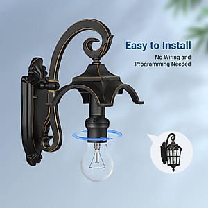 DEWENWILS Light Sensor Socket, E26 E27 Dusk to Dawn Sensor Socket, Light Bulb Socket for Light Fixtures, Compatible with Incandescent/CFL/LED/Halogen Bulbs, 6 Pack, Black