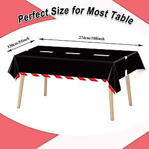 gisgfim 3 Pcs Race Car Tablecloth Racing Car Birthday Party Supplies for Kids Black Racetrack Party Table Cover Road Runner Plastic Rectangular Tablecover Car Theme Decorations for Birthday Party