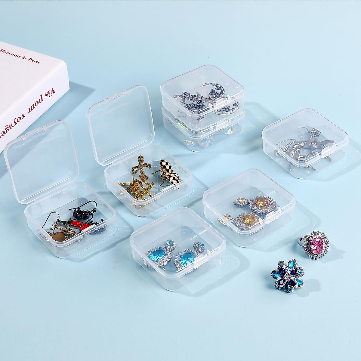 Douorgan Small Bead Storage Containers 30 Pieces Plastic Storage Organizers Stackable Art Storage Case Transparent Boxes Jewelry Beads Storage Box(1 Pack)