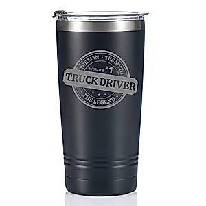 Onebttl Truck Driver Gifts For Men - World's #1 Truck Driver - 20oz/590ml Stainless Steel Insulated Tumbler - Christmas, Thank you, Retirement Gifts For Truck Driver - (Black)