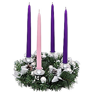 Elite Christmas Products Advent Candle Set. Made in The USA Self Fitting End. Premium Hand Dipped Candles, Dripless, 4 Pack - 3 Purple, 1 Pink