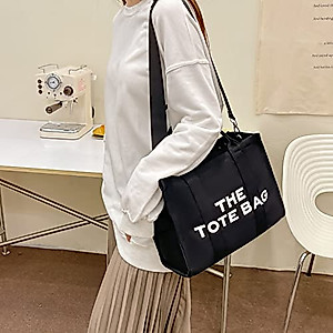 Cosetten Tote Bags for Women, Leather Tote Bag with Zipper, Shoulder/Crossbody/Handbag (Black, Large)