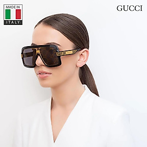 Gucci GG0900S Designer Flat Top Mask Logo Lenses Sunglasses: Mask Frame Eyewear with Non-Polarized Lenses - Epitome of Luxury and Style