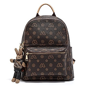 LAORENTOU Vegan Leather Fashion Backpack Purse for Women, Large Convertible Travel Work College Ladies Leather Shoulder Bag (02 Brown)