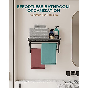 OROPY 23 Inch Wall Mounted Pot Rack Storage Shelf with 2 Tier Hanging Rails 12 S Hooks included, Ideal for Pans, Utensils, Cookware, Plant Black