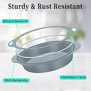 To encounter 9 Inch Silicone Round Cake Pans, 2 Pack Nonstick Silicone Baking Pans Set, Food Grade Silicone Cake Molds, with Metal Reinforced Frame More Strength