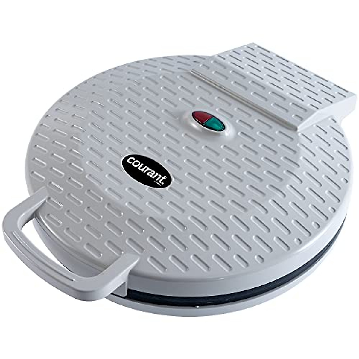 Courant Pizza Maker 12-inch Pizzas Machine, Newly improved Cool-touch Handle Non-Stick plates Pizza oven & Calzone Maker, Electric Countertop Oven for Home or School, 12” Indoor Grill/Griddle, Gray