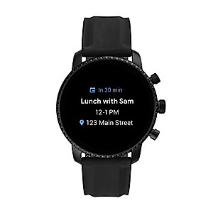 Fossil Men's Gen 4 Explorist HR Heart Rate Stainless Steel and Silicone Touchscreen Smartwatch, Color: Smooth Black (Model: BQD1000)