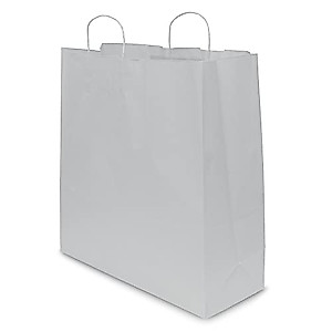 Prime Line Packaging Extra Large White Gift Bags with Handles, Kraft Shopping Tote for Small Business, Boutiques, Merchandise, Bulk,18x7x18.75 50 Pack