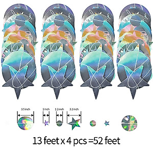 Fecedy 4 Pack Iridescent Star Circle Dot Garland Hanging and Twinkle Little Star Streamer Bunting Banner for Kids Birthday Baby Shower Wedding Party Decoration