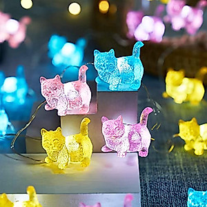BELNIAK Cute Cat Decorative Lights Gifts Outdoor Fairy Lights Kitty Novelty Lighting 20LEDs 8.5ft Battery Operated Unique String Lights for Bedroom Garden Wedding Patio Xmas Camping Party Decor