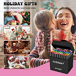 alchilalart 80-Colors Alcohol Based Markers, Alcohol Markers Set, Dual Tip Alcohol Sketching Drawing Markers Animation for Adults Kids