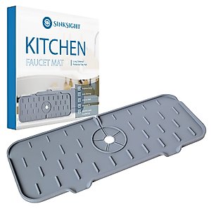 Kitchen Faucet Mat - Silicone Sink Faucet Mat Non Absorbent and Easy to Clean - Washable Faucet Mat for Kitchen Sink Drip Catcher - Splash Guard for Dish Water Drops - Long Sinkmat Protector Tray Pad