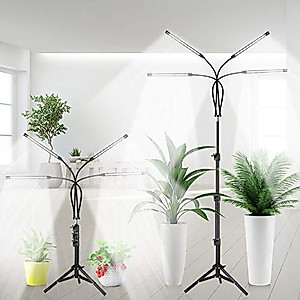 GHodec Grow Light with Stand, 80 LED 5500K Full Spectrum Floor Plant Light for Indoor Plants Growing,5 Dimmable Levels & Auto On/Off Timer,Tripod Stand Plant Lamp Height Adjustable