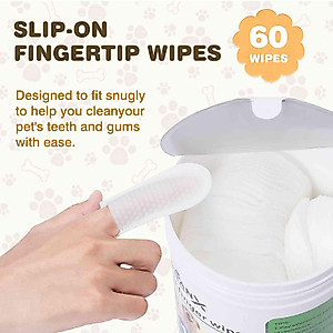 UrbanX Teeth Cleaning Wipes for Italian Greyhound and Other Companion Dogs, Remove Bad Breath, Plaque, and Tartar Buildup, No-Rinse Disposable Finger Toothbrush, Gentle Gum Care Pet Wipes, 60 Count