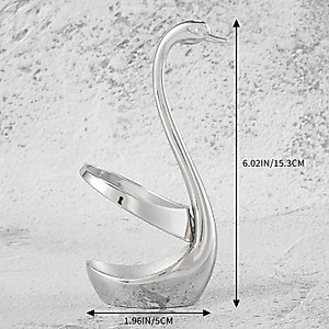 Limnyves Steel Fork & Spoon Holder, Decoration Tableware Set Kitchen Tools Swan Holder Cutlery Holder,Best Gift for Valentine's Day/Wedding, Silver