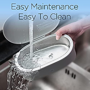 Ultrasonic Jewelry Cleaner Portable and Low Noise Ultrasonic Machine for Jewelry, Ring, Silver, Retainer, Eyeglass, Watch Bands, Coins, 500ML, 45KHz Ultrasound Cleaner Machine by VCUTECH (Light Grey)