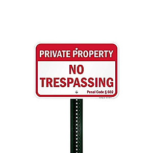 SmartSign 12 x 18 inch “Private Property - No Trespassing” Official California State Metal Sign, 63 mil Laminated Rustproof Aluminum, Red and White