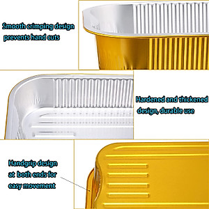 SuiXinCook Gold Aluminum Foil Baking Pan with lids Heavy Duty 9"×13"(10pack+10Lids), Double thickening, Disposable cake pans,Microwave oven safetyle. for Cooking,，Heating,Storage, BBQ