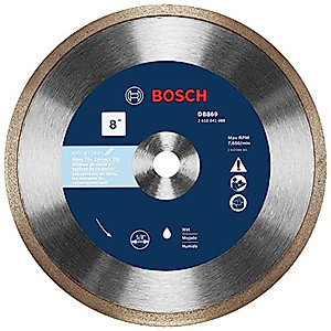 BOSCH DB869 8 In. Rapido Premium Continuous Rim Diamond Blade with 5/8 In. Arbor for Wet Cutting Applications in Glass Tile, Ceramic Tile