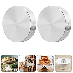 KICHOUSE 2pcs Turntable Base Cake Display Turntable Bearing Dining Table Supplies Fruits Dessert Display Plate Table Turntable Bearing Bearings Aluminum Alloy Snack Display Tray to Rotate