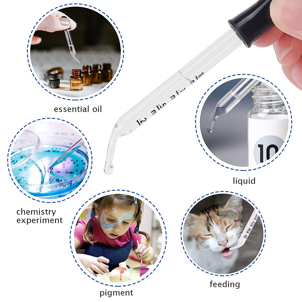 MRXBN Eye Dropper, Glass Medicine Droppers for Dose and Measurement 1 mL Capacity- Bent Tip Calibrated Dropping Pipettes for Essential Oils, Resin Stain and Other Liquids (Bent Tip 20pcs)