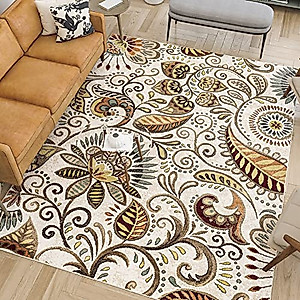 Giselle Transitional Floral Ivory Scatter Mat Rug, 2' x 3'