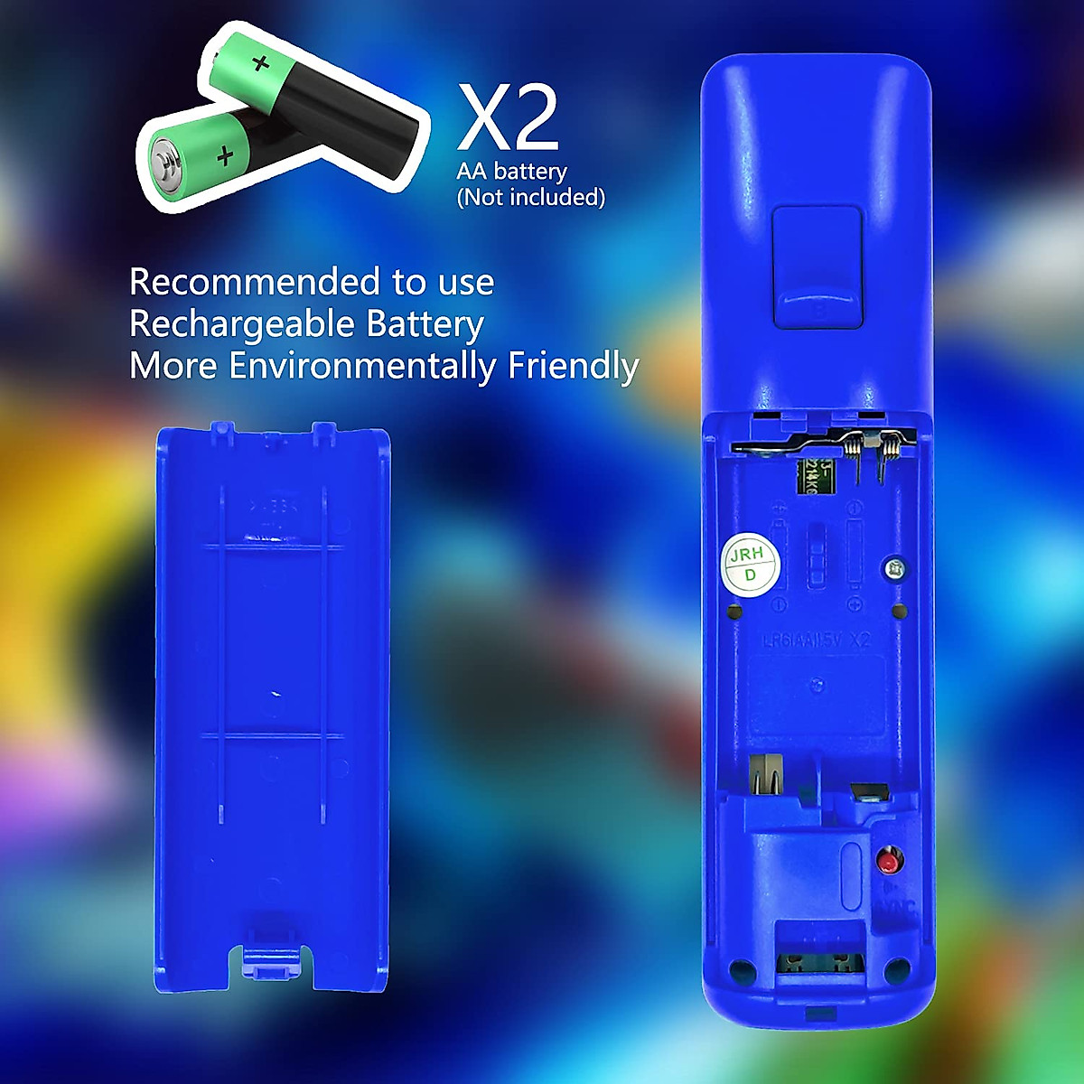 Yosikr Wii Controller 2 Pack, Wii Remote Controller with Silicone Case and Wrist Strap Compatible for Wii/Wii U (Red and DeepBlue)