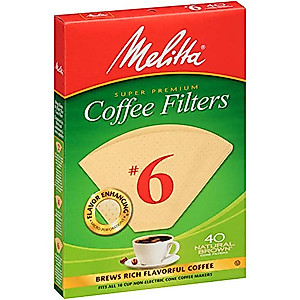 Melitta 6 Cone Coffee Filters, Unbleached Natural Brown, 40 Count (Pack of 12) 480 Total Filters Count - Packaging May Vary