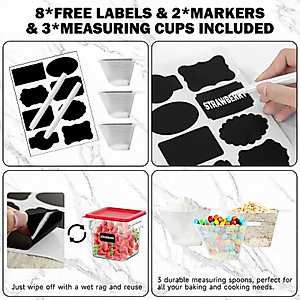 4QT NSF Food Storage Containers: 8 PCS [Food Grade][Hot&Cold Resistant] Commercial Clear Food Storage Containers with Lids for Restaurant Kitchen Proof Dough, Measuring Spoons Included(BPA FREE)