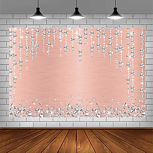 Sendy SENDY 7x5ft Rose Gold Diamonds Curtain Backdrop for Photography Birthday Party Decorations Wedding Bridal Shower